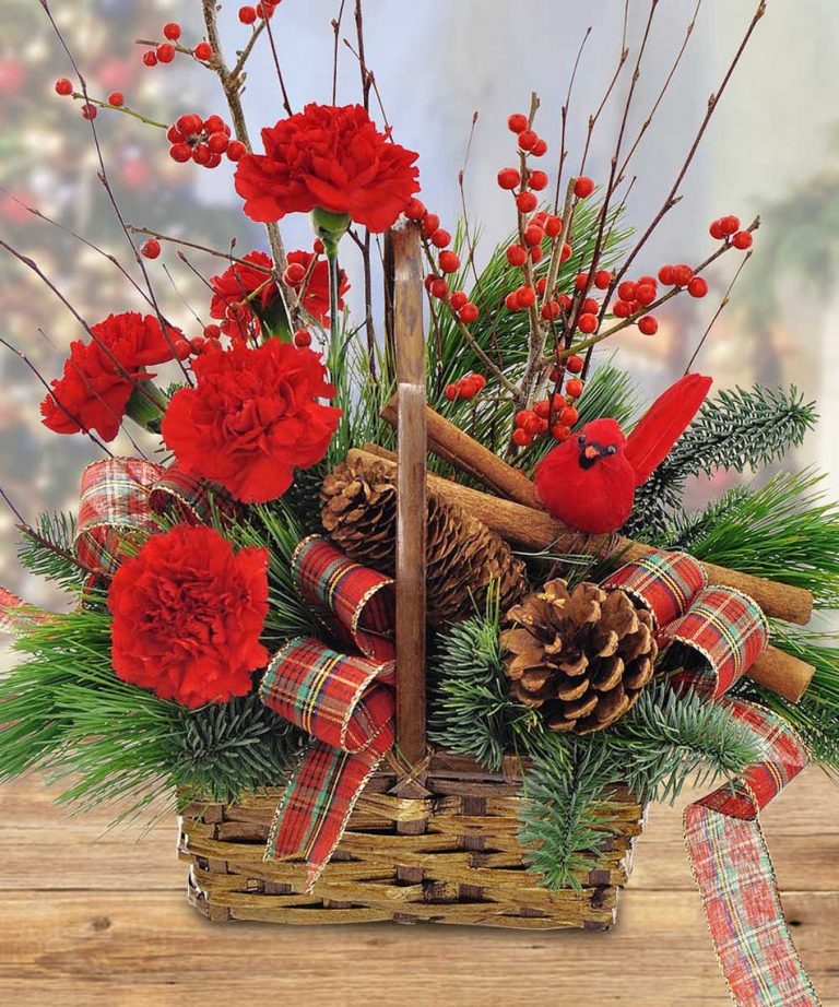 christmas floral basket | Ocean Breeze Flowers and Gifts